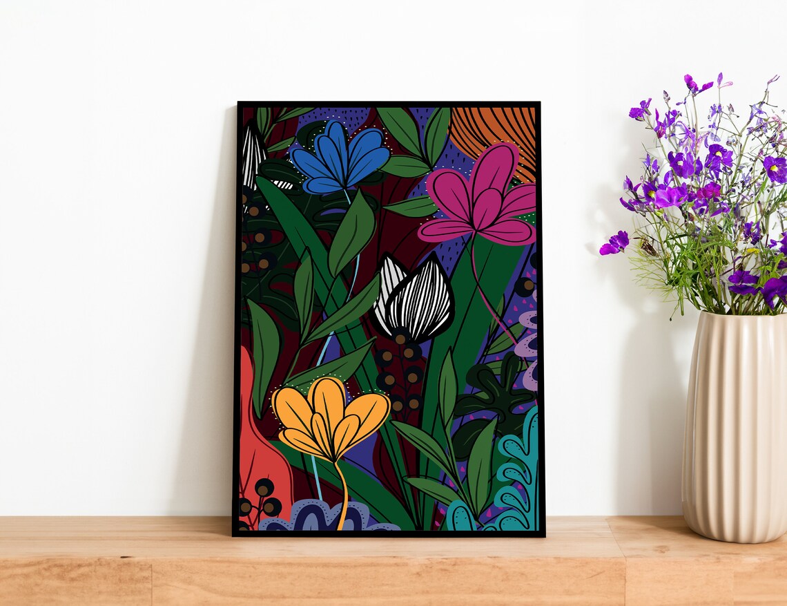 Abstract Flowers Printable Poster Hand-painted - Etsy