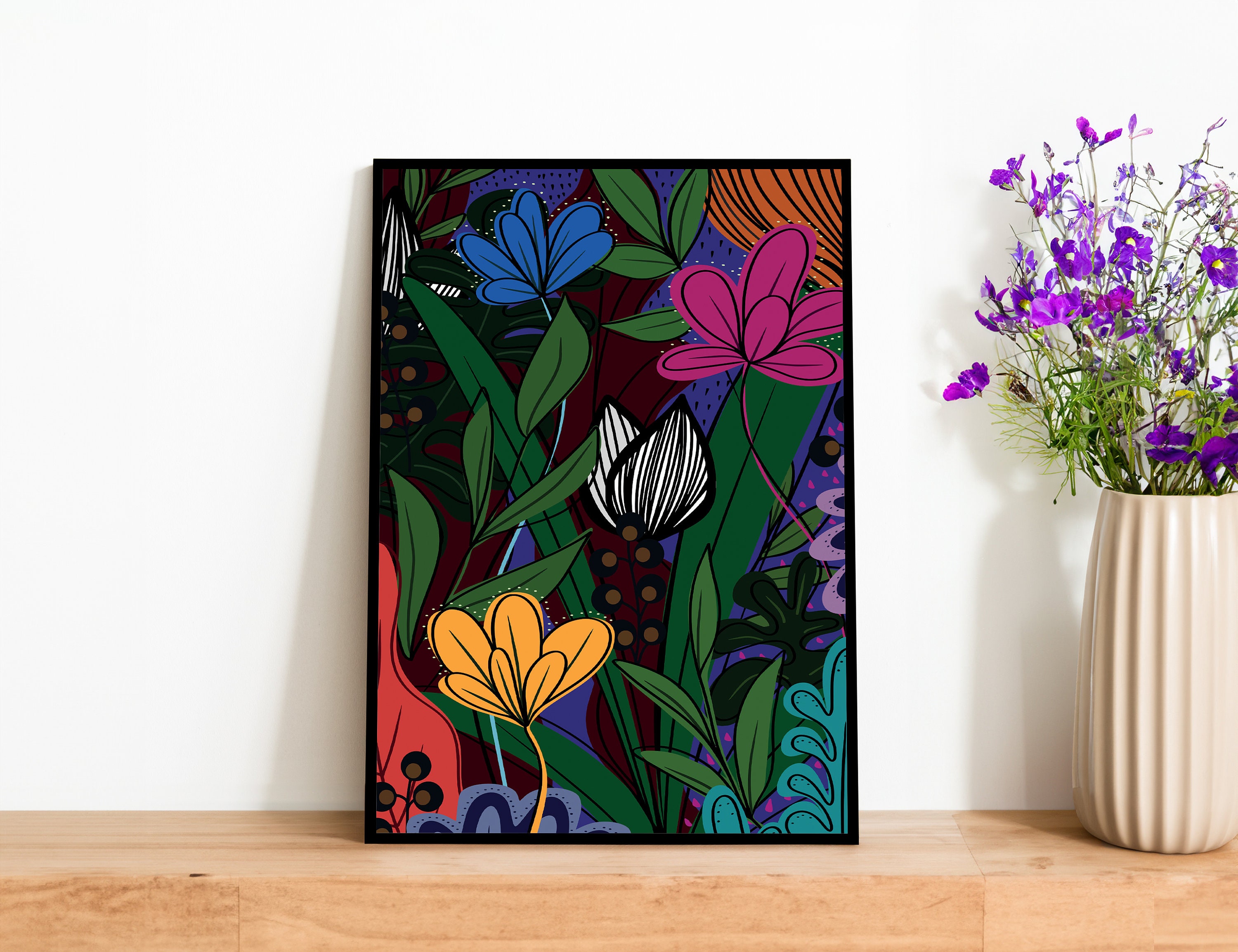 Abstract Flowers Printable Poster Hand-painted - Etsy