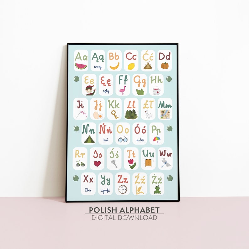 Polish Alphabet, Oryginal Printable Poster, Unique Hand Painted ...