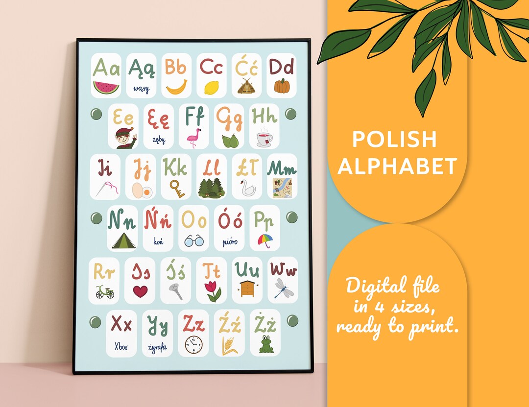 Polish Alphabet, Oryginal Printable Poster, Unique Hand Painted ...