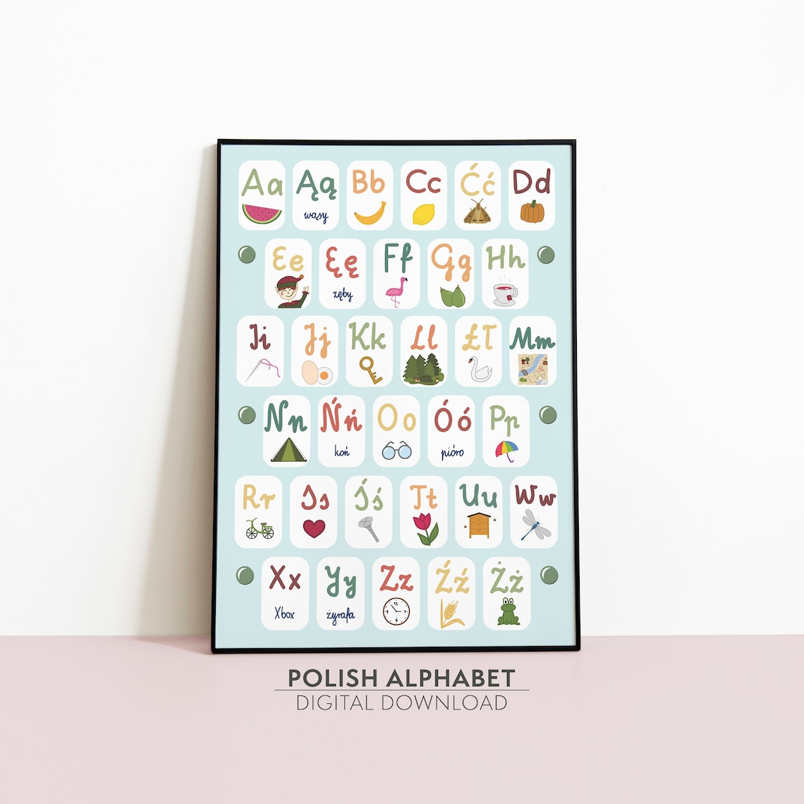 Polish Alphabet Poster to Print for Children. Hand-painted - Etsy