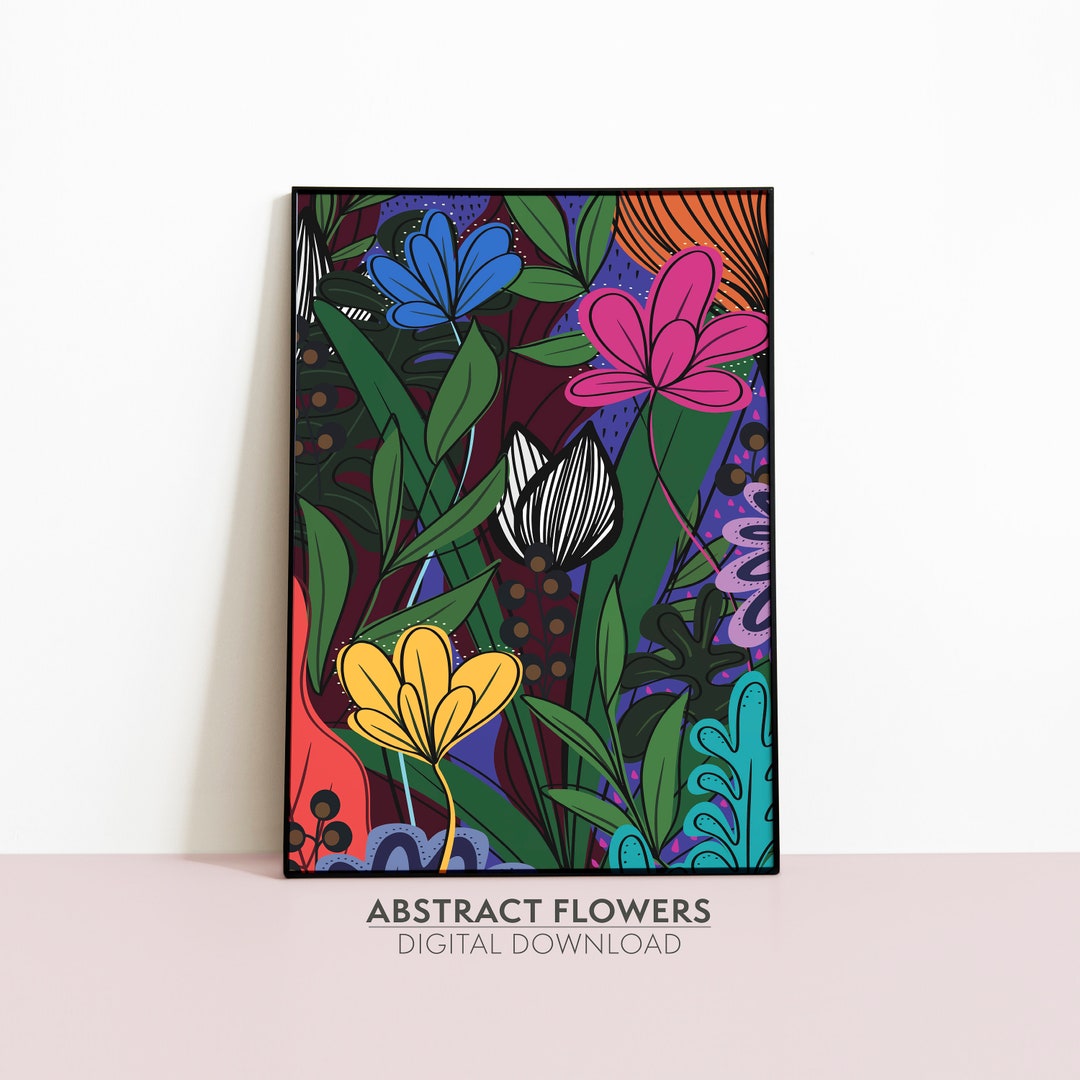 Abstract Flowers Printable Poster Hand-painted - Etsy