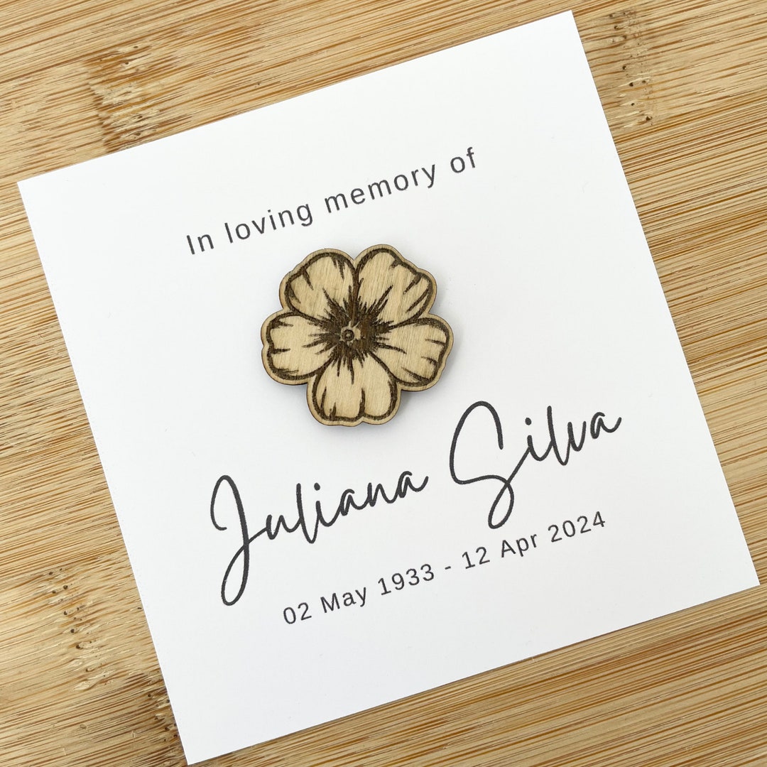 Personalised Forget Me Not Pin Memorial Keepsake Bereavement Gift in ...