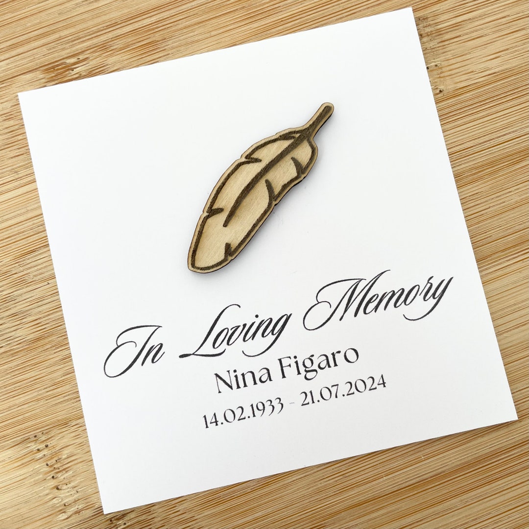 Custom Feather Funeral Pin Brooch Funeral Memory Keepsake Forget Me Not ...