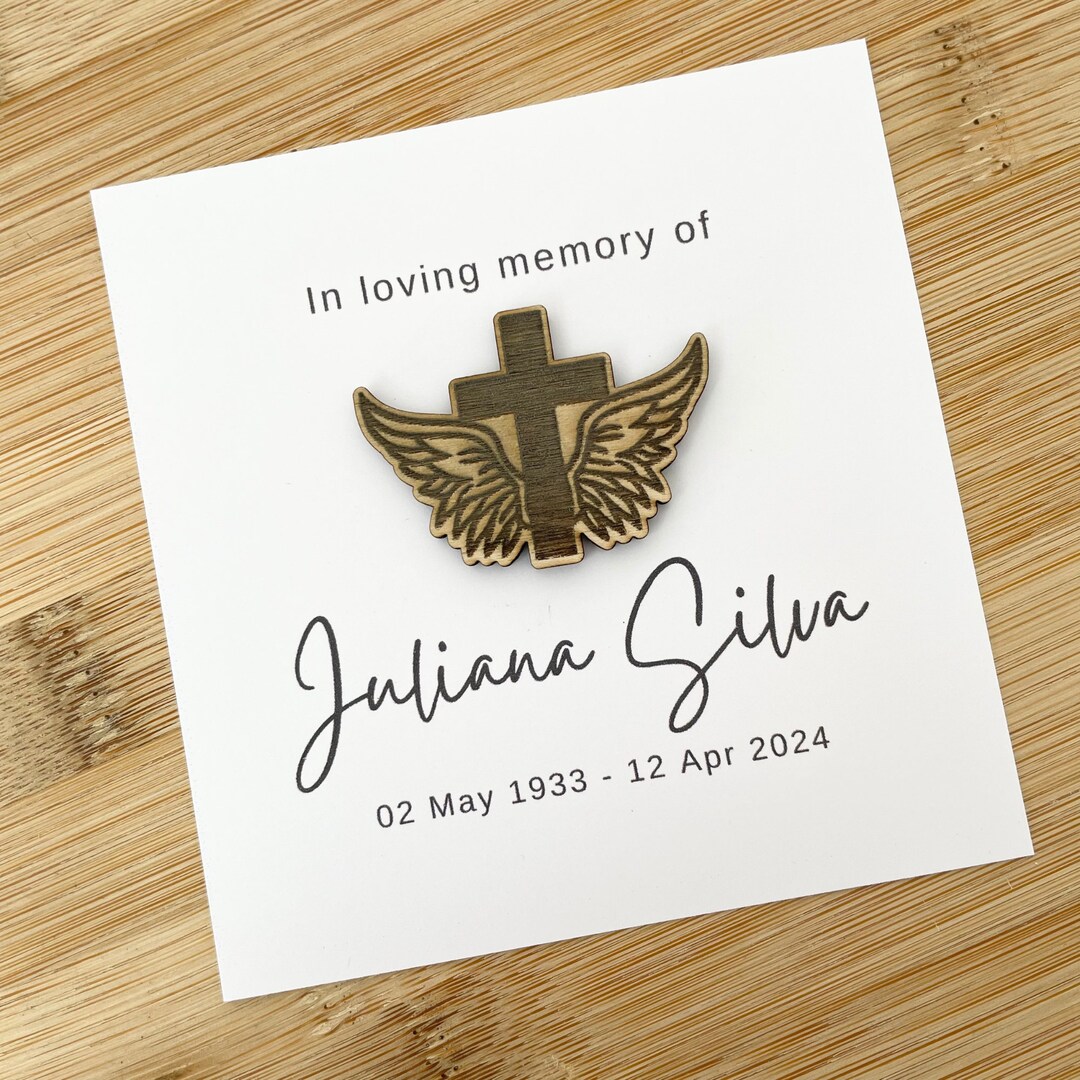 Custom Angel Wings Funeral Pin Memorial Badge Order of Service Funeral ...