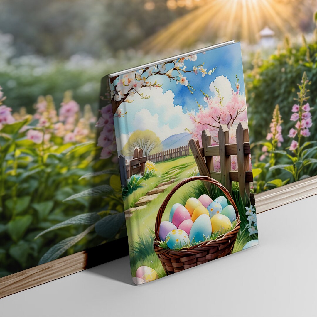 Colorful Easter Bunny Cherry Tree Hardcover Journal, Holiday Wildlife ...