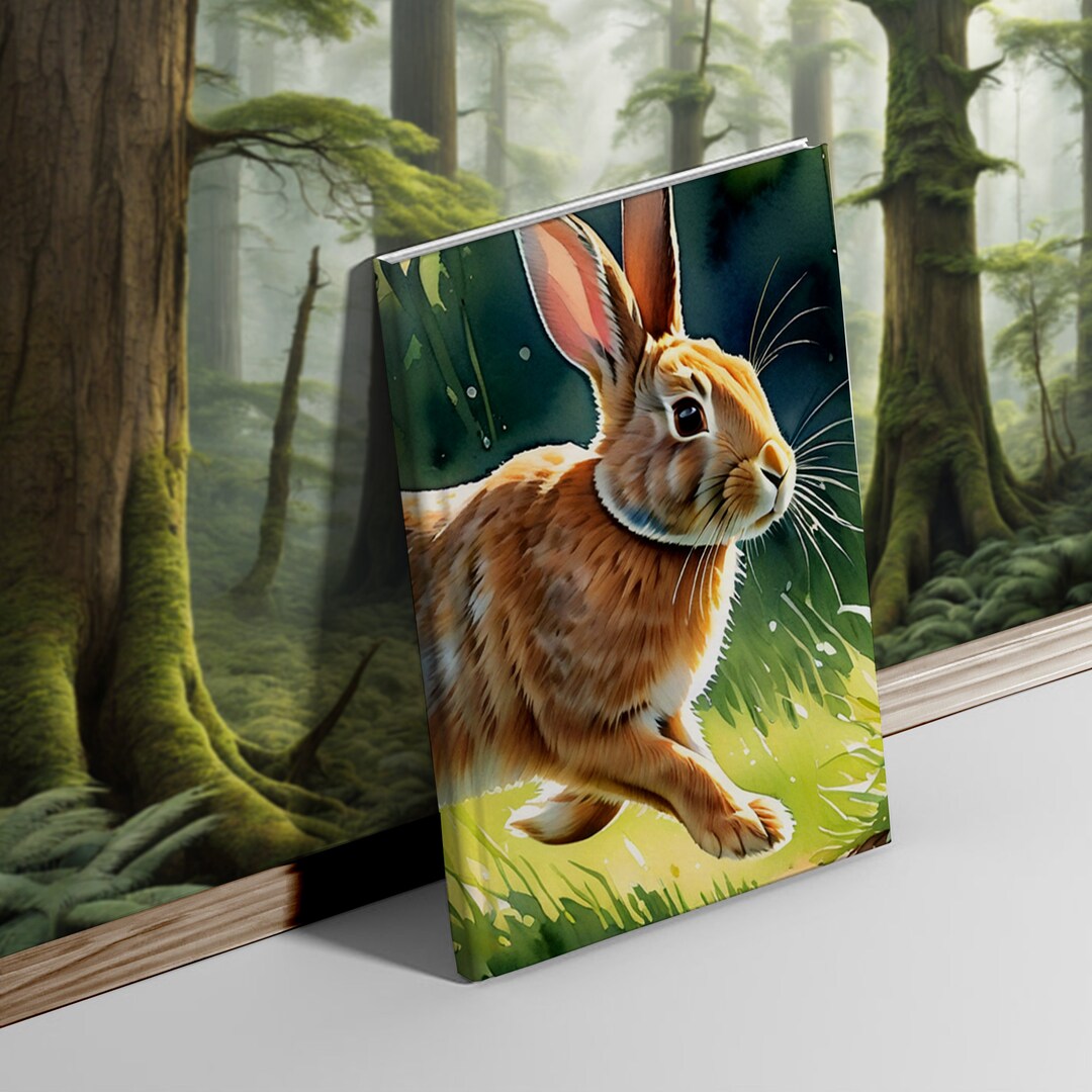 Grassy Bunny Easter Spring Hardcover Journal, Holiday Rabbit Notebook ...