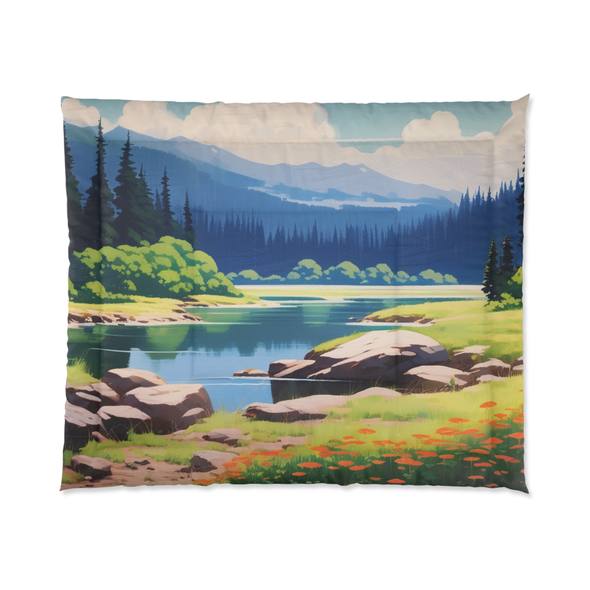 River Forest Landscape Comforter, Rafter Fisher Duvet, Arborist ...