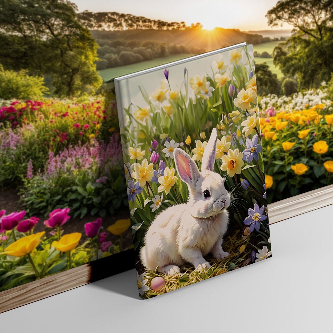 Easter Bunny Springtime Hardcover Journal, Floral Botanist Wildlife ...