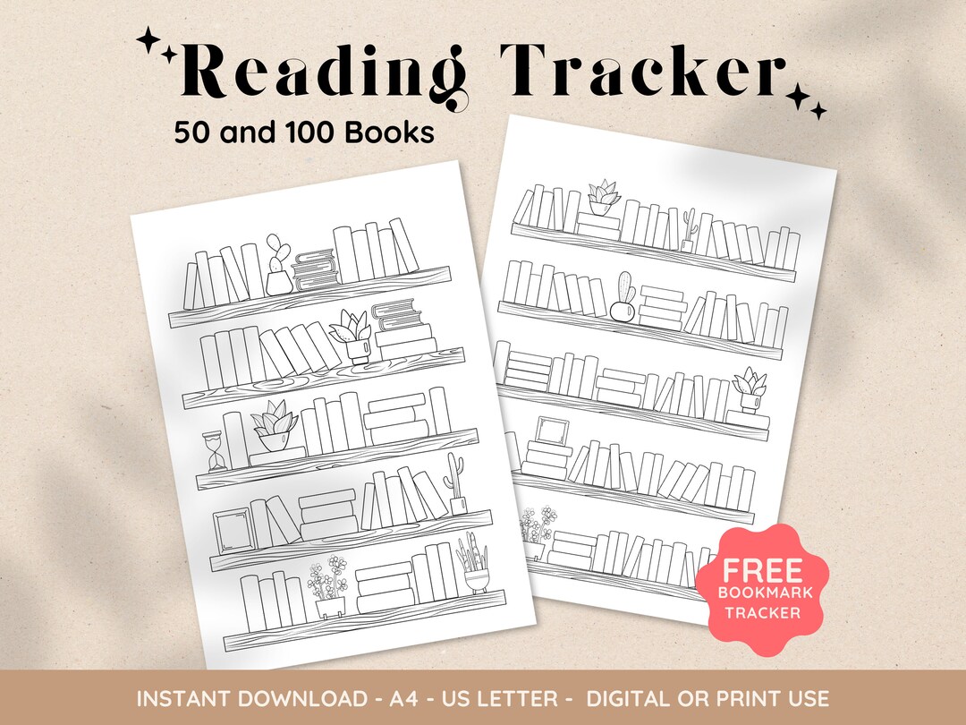 Reading Tracker Printable, Bookshelf Reading Log A4 Letter, Book ...