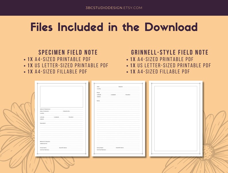 Specimen Field Note Digital Template, Grinnell Field Notes, Grinnell ...
