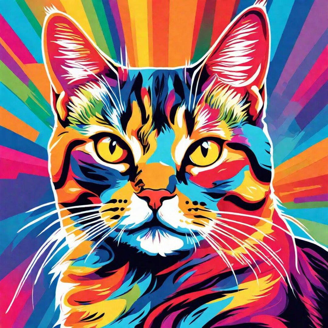 A Great Colourful Cat Prints for Your Home - Etsy