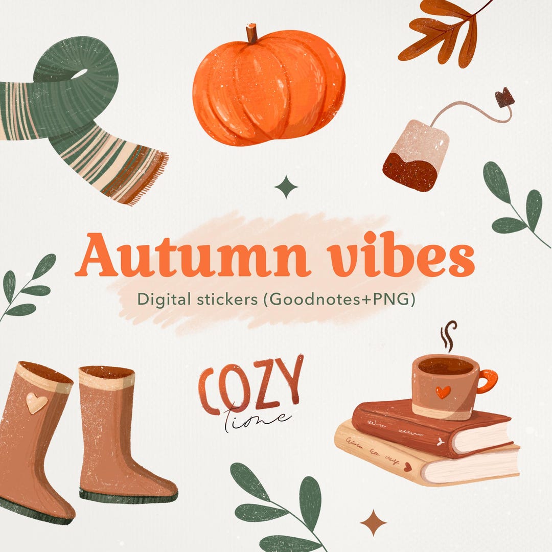 Autumn Vibes Digital Stickers: Cozy Planner Set (PNG) - Etsy