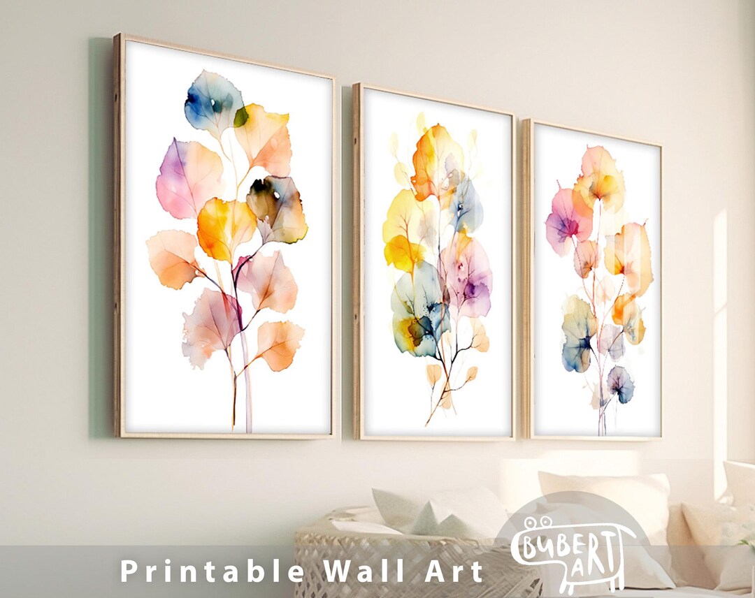 Printable Watercolor Birch Branch Painting Set of 3 Botanical Prints ...
