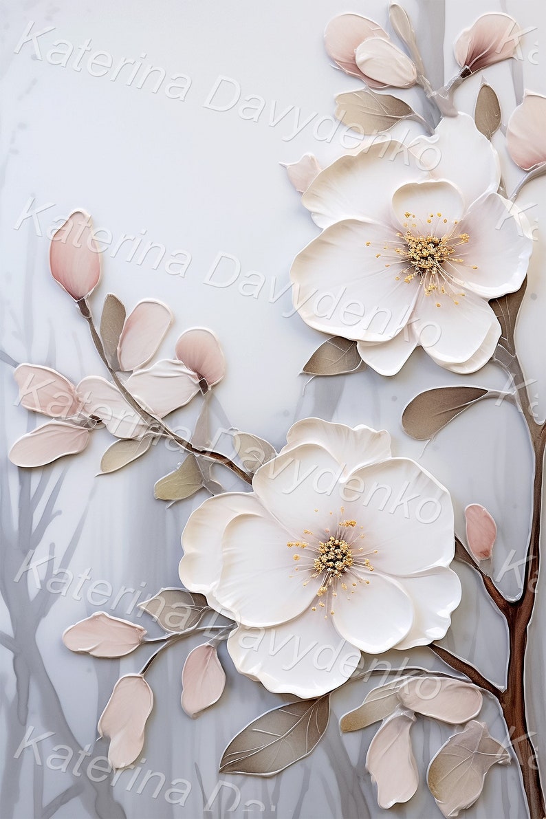 Neutral Botanical Wall Art Mural Poster Muted Colors Set of 2 Pieces ...