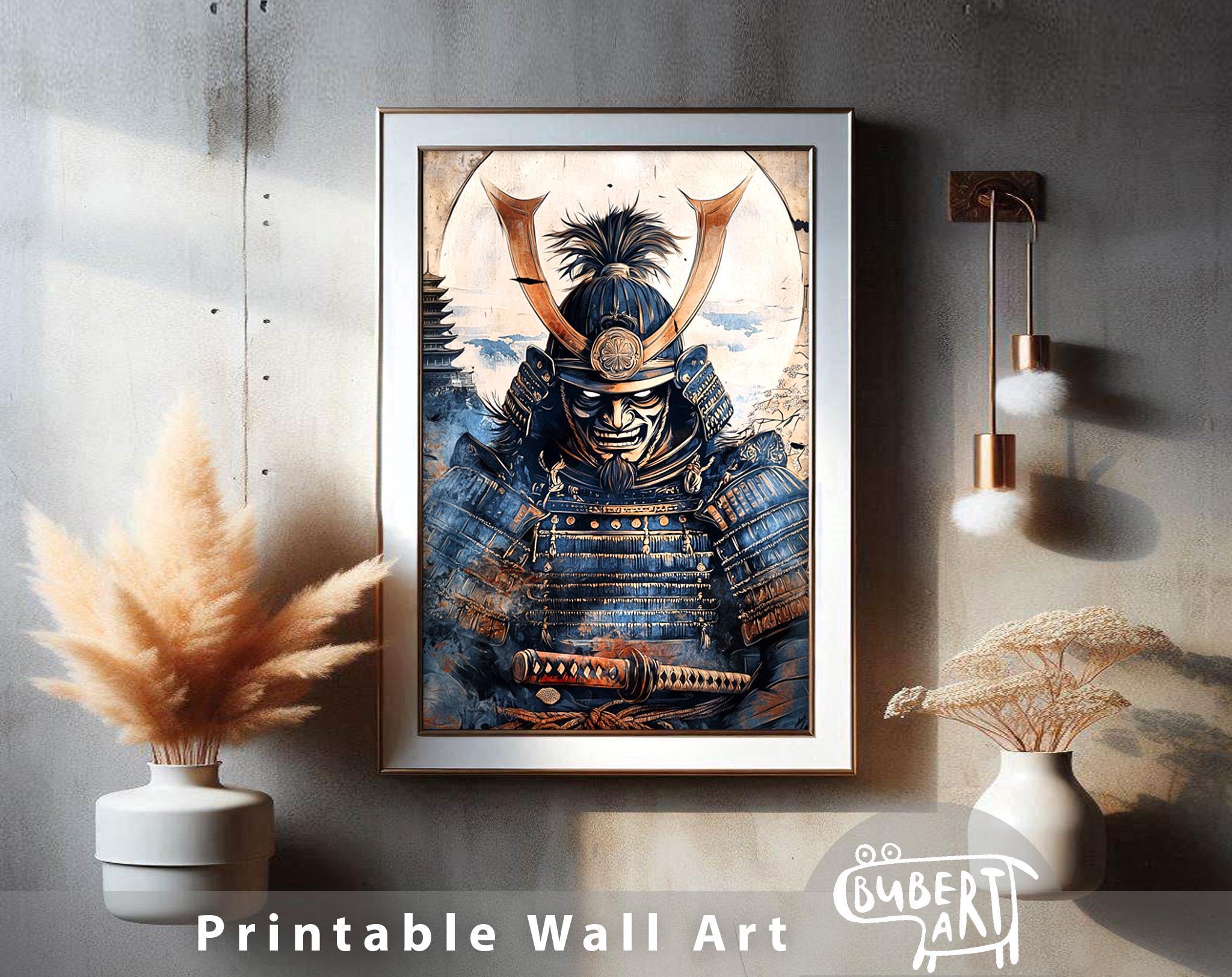 Printable Japanese Samurai Warrior Poster, Samurai Armor Wall Art Print ...