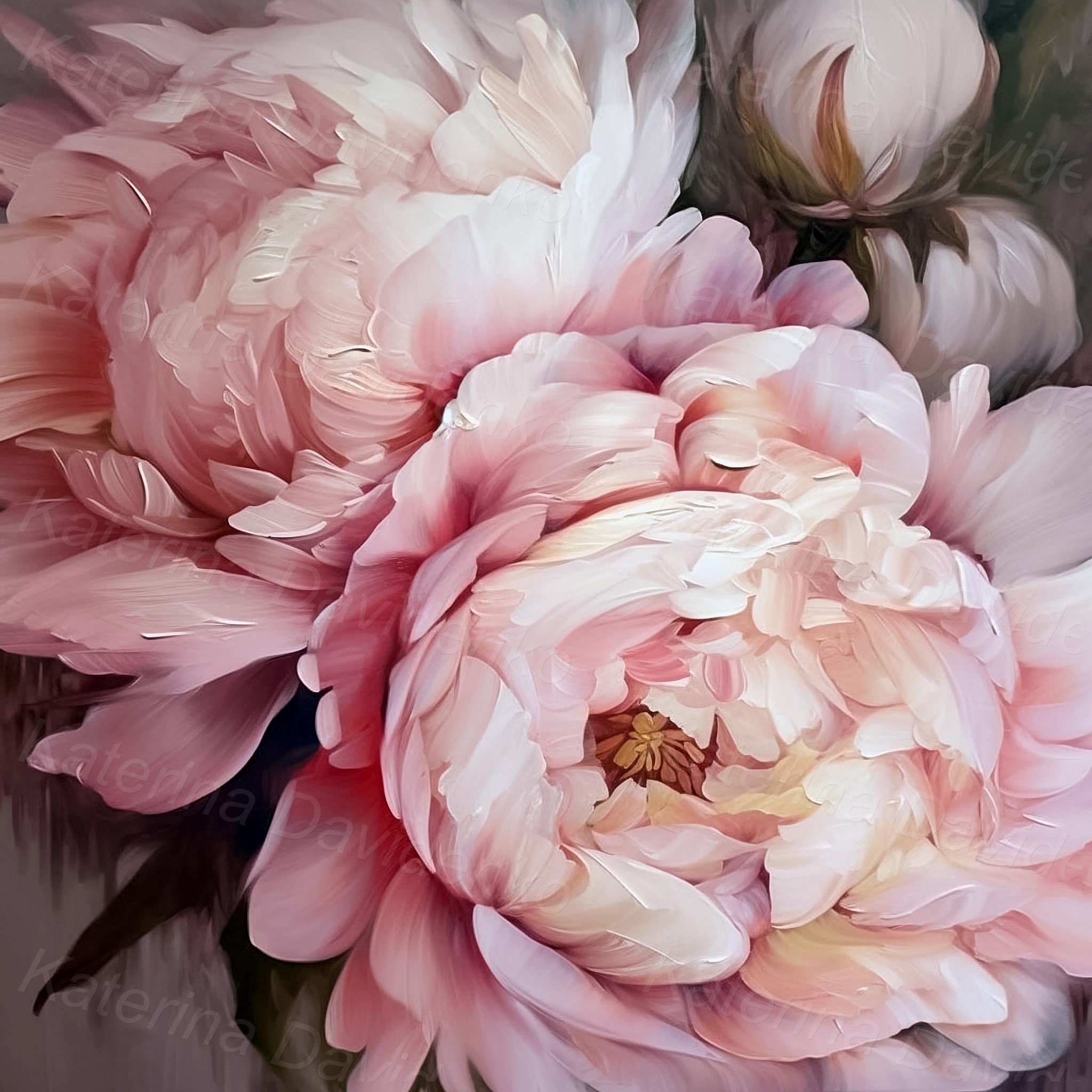 Pink Peony Print Poster Set of 3 Prints Peony Large Painting Pink Peony ...