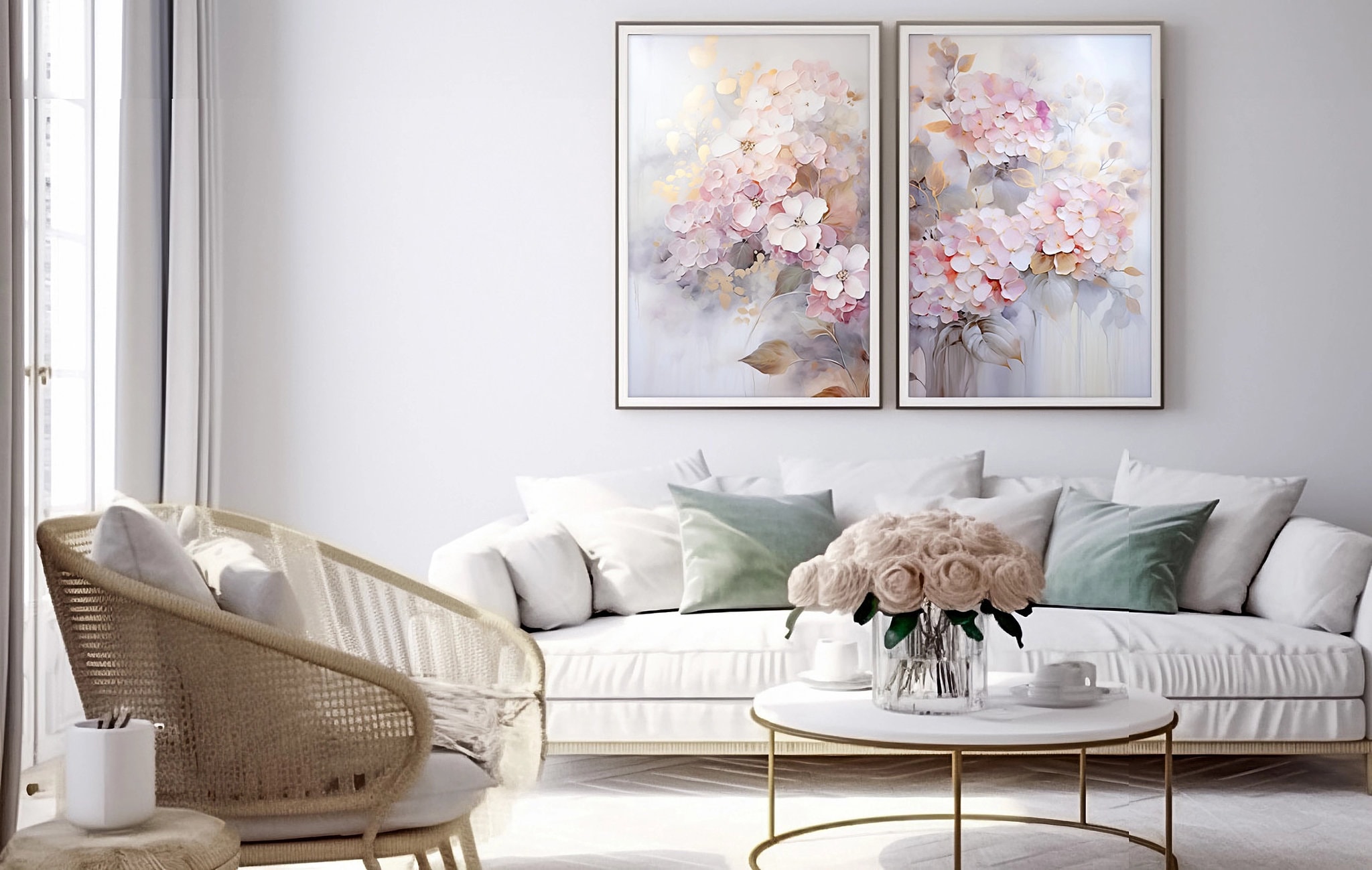 Hydrangea Poster Set of 2 Prints Hydrangea Large Painting Hydrangea ...