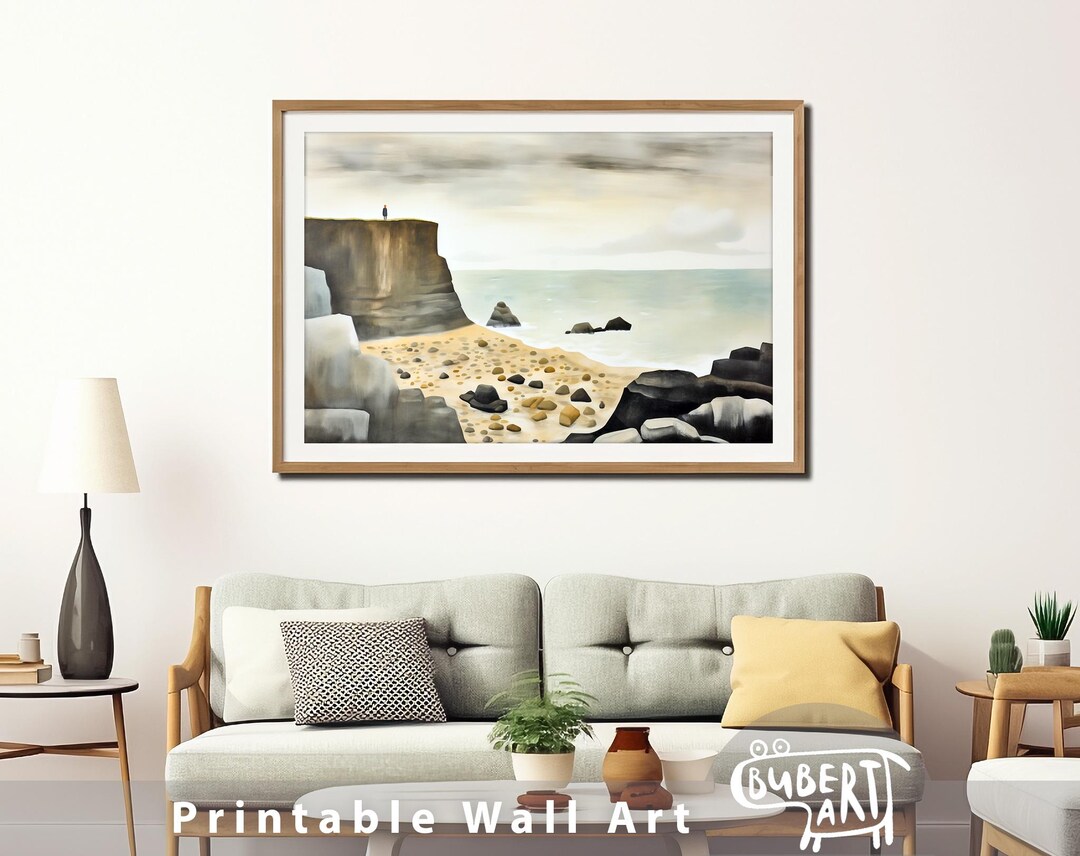 Printable Large Seascape Wall Art North Sea Coastal Painting Horizontal ...