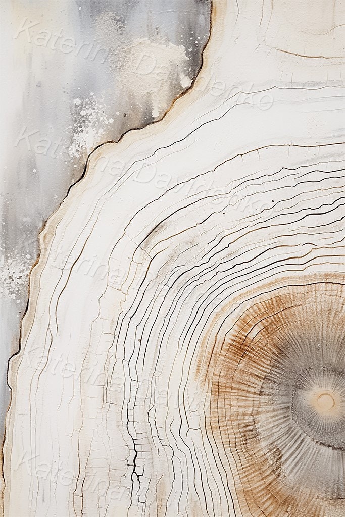 Beige Tree Ring Prints Set of 3 Posters Wood Slice Prints Tree Ring Art ...