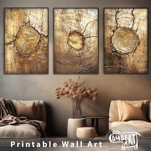 Gold Tree Texture Printable Set of 3 Posters Tree Trunk Wall Art in ...