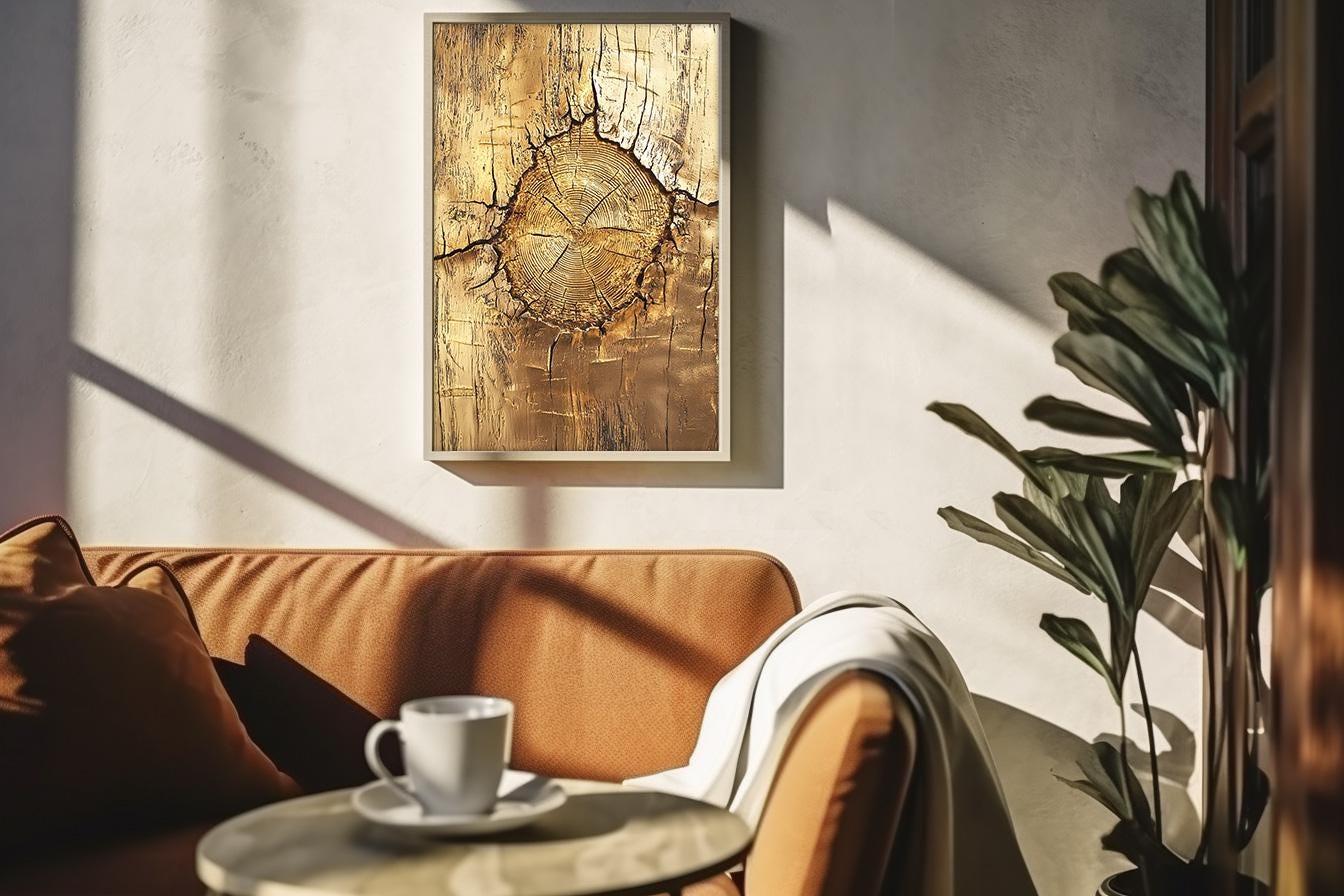 Gold Tree Texture Printable Set of 3 Posters Tree Trunk Wall Art in ...