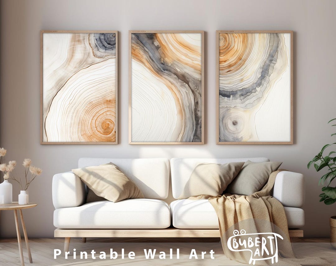 Tree Rings Wall Art Prints Set of 3 Vertical Digital Files for Printing ...