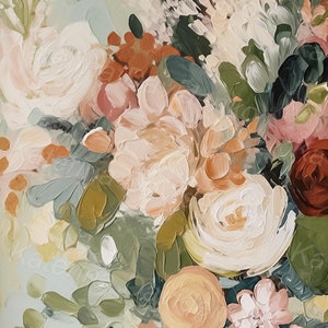 Pastel Tones Abstract Floral Set of 4 Prints Printable Wall Decor ...