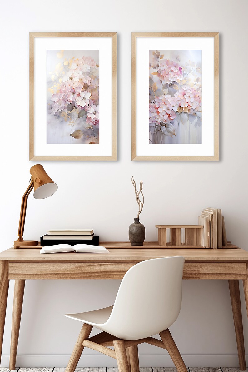 Hydrangea Poster Set of 2 Prints Hydrangea Large Painting Hydrangea ...