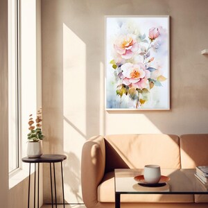 Wild Rose Flower Vertical Watercolor Print Floral Poster Printable Wild ...
