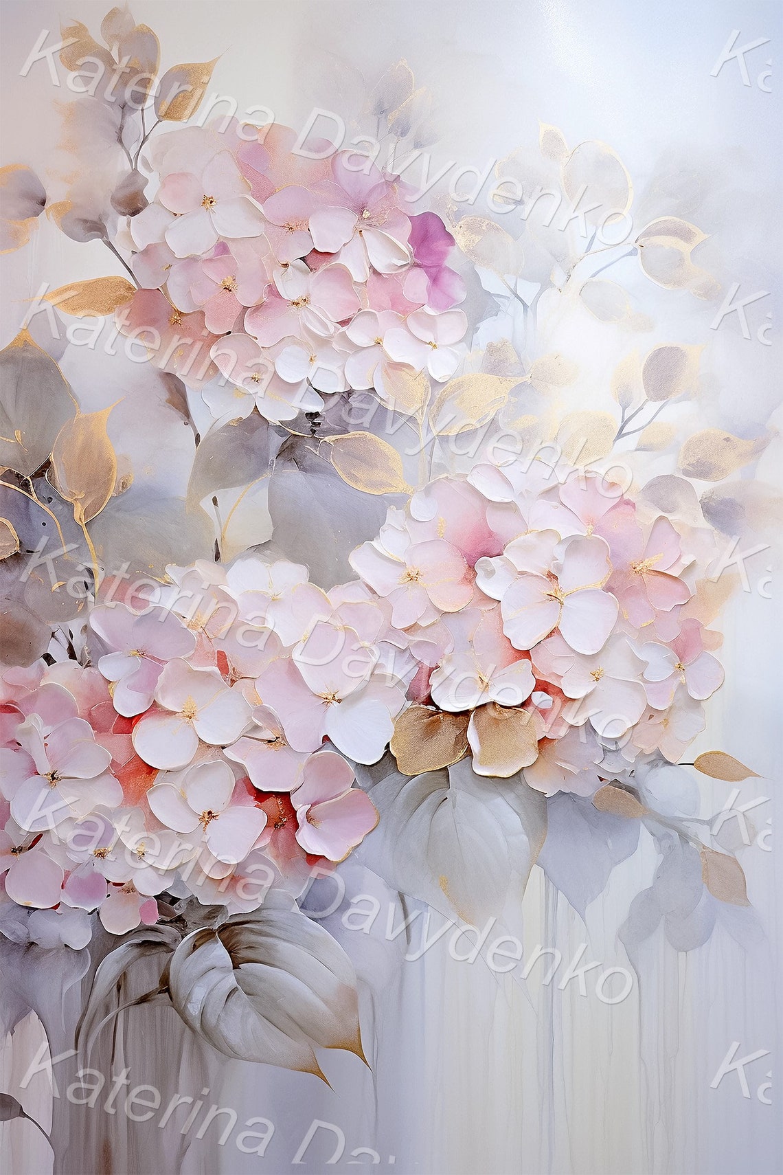 Hydrangea Poster Set of 2 Prints Hydrangea Large Painting Hydrangea ...