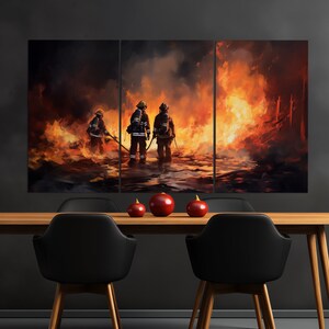 Firefighting Canvas Print, Firefighter Gift, Fire Painting, Fire Wall ...