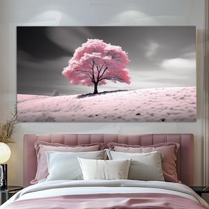 Abstract Pink Tree Canvas Print, Abstract Nature Wall Art, Pink Wall ...