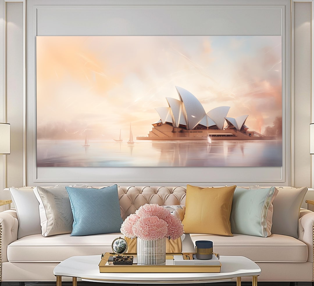 Sydney Opera House Canvas Print in a Vintage Oil Painting Style ...