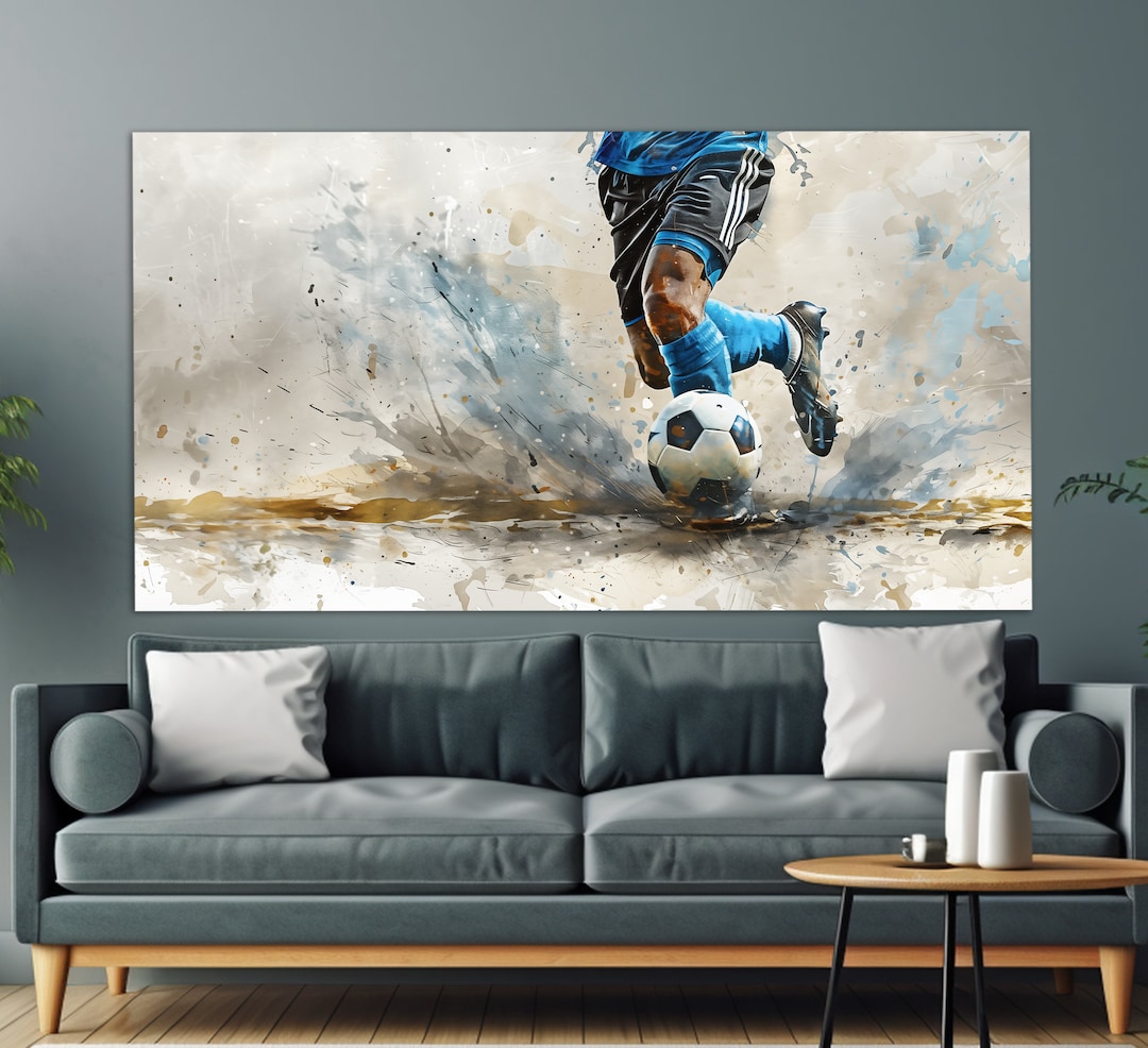 Abstract Soccer Canvas Print in an Oil Painting Style, Soccer Wall Art ...