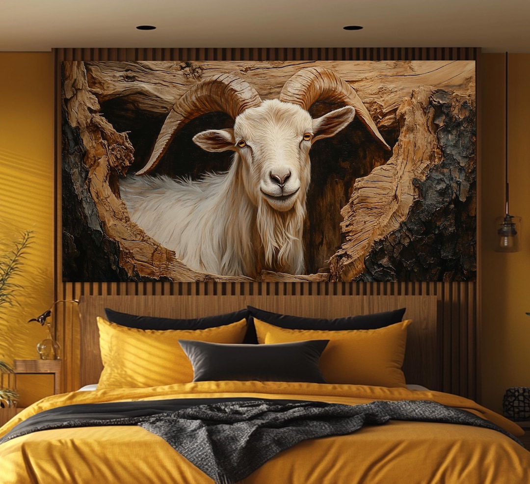 Abstract Goat Canvas Print, Farm Animals Wall Art, Goat Painting, Goat ...