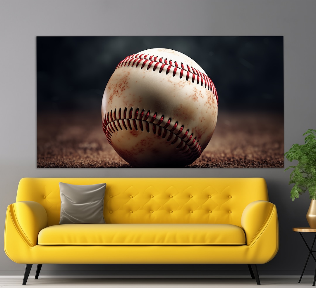 Baseball Ball Close up Canvas Print, Abstract Baseball Wall Art ...