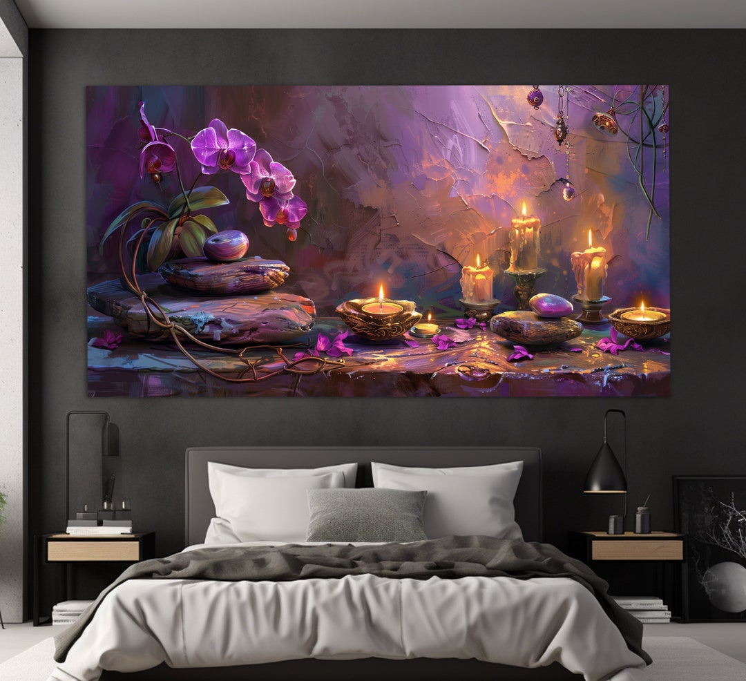 Spa Wall Art, Spa Table With Candles Abstract Canvas Print in a Vintage ...