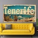 Retro Tenerife Sign Canvas Print, Abstract Tenerife Wall Art, Canary ...