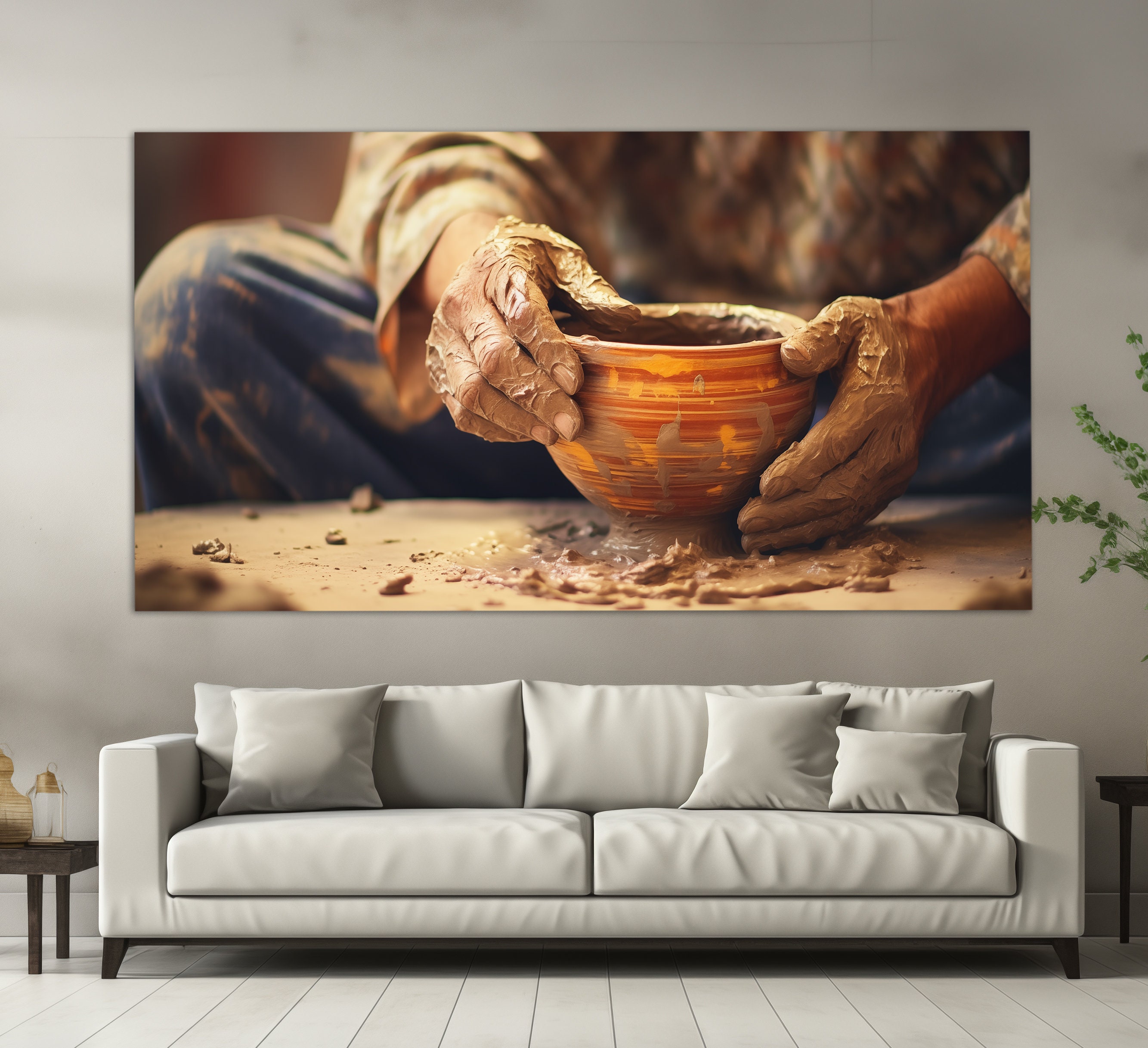 Pottery Wall Art, Pottery Canvas Print, Pottery Poster, Potter Print ...