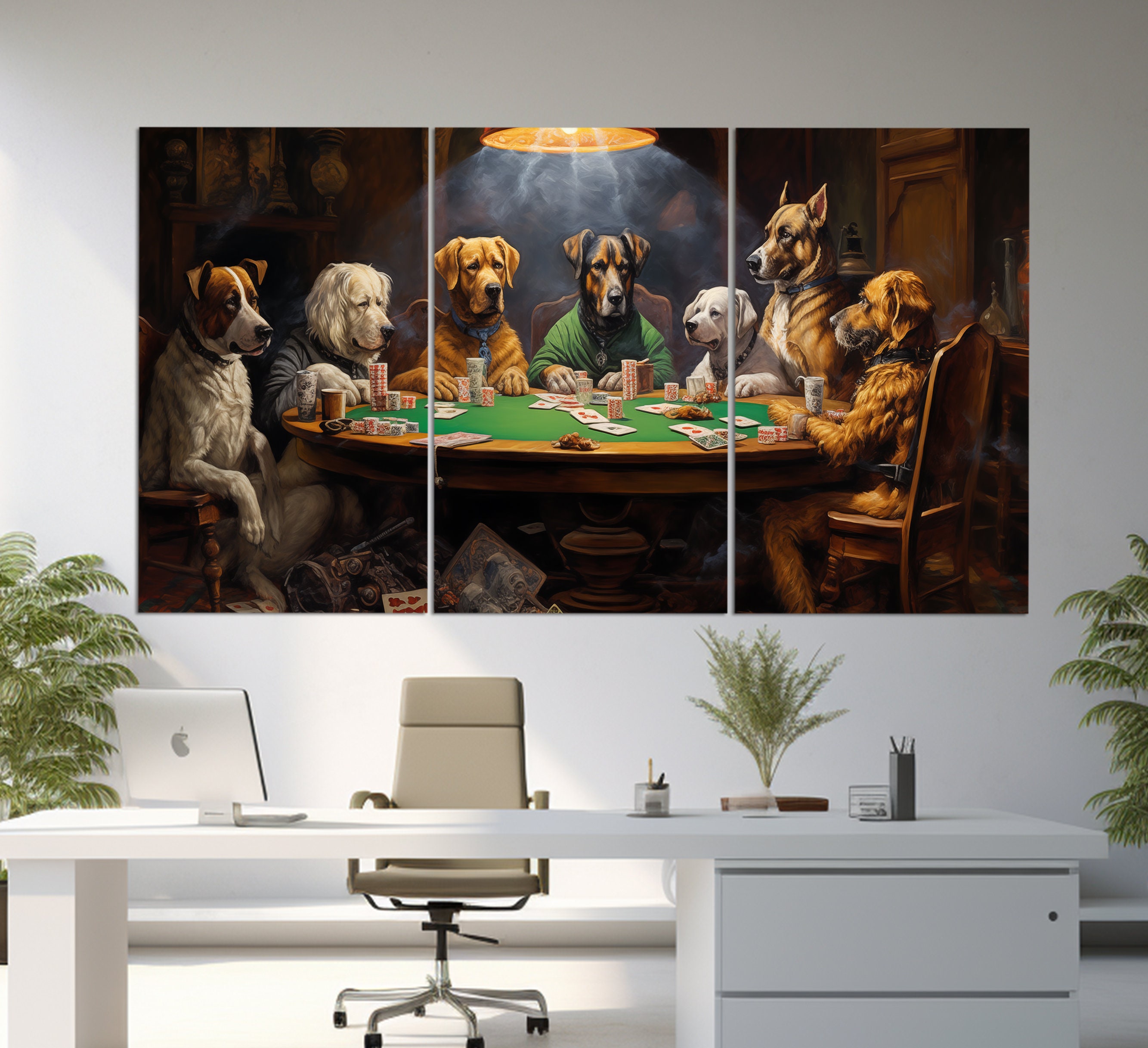 Dogs at Poker Table Canvas Print, Abstract Poker Wall Art, Dogs Playing ...