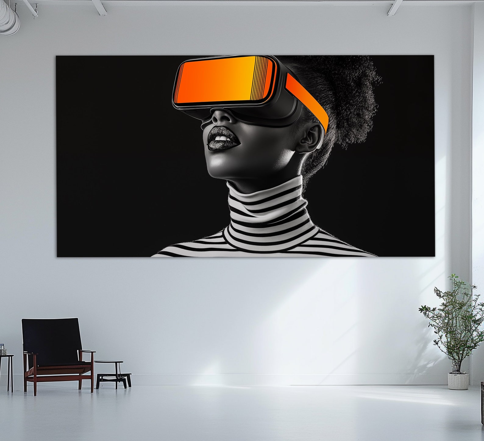 African Girl in VR Glasses Abstract Canvas Print, Virtual Reality Wall ...