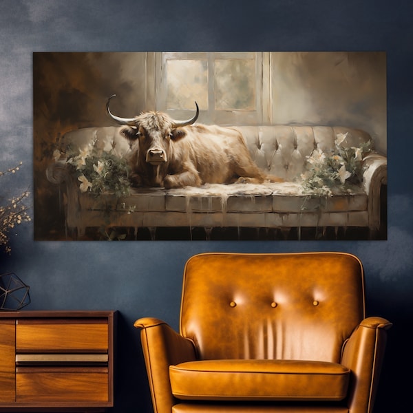 Cow on Sofa Wall Art - Etsy