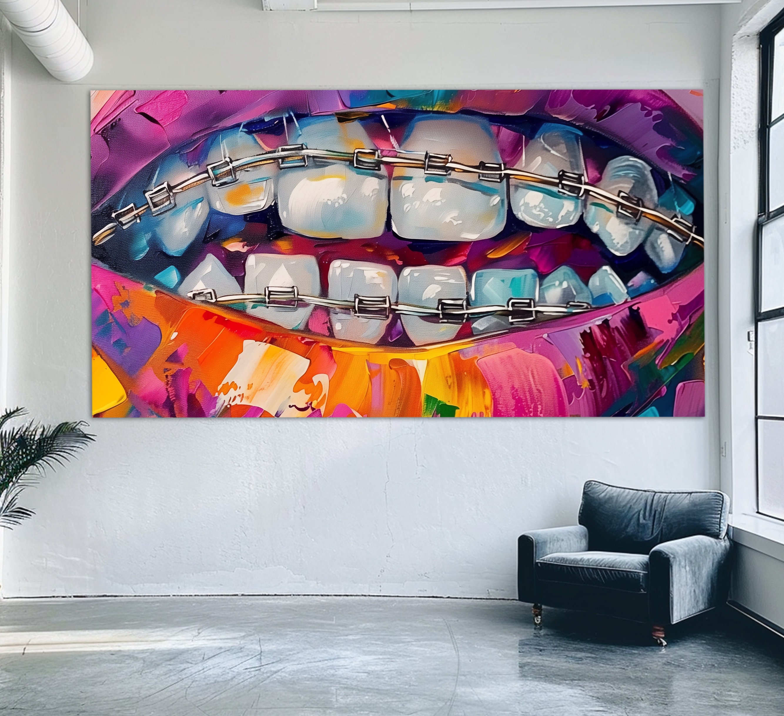 Abstract Braces Canvas Print, Orthodontist Wall Art, Orthodontist Gift ...