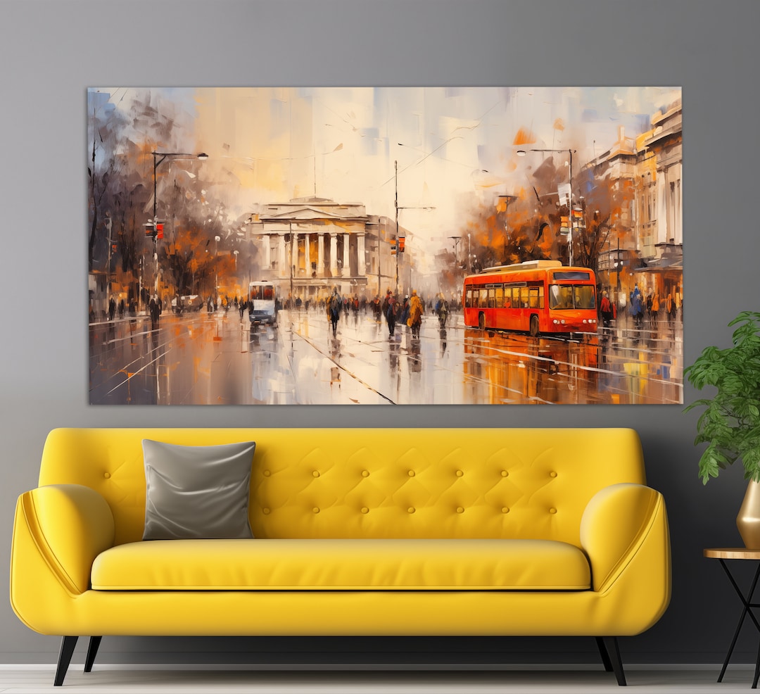 Skopje Canvas Print in a Vintage Oil Painting Style, Abstract Skopje ...