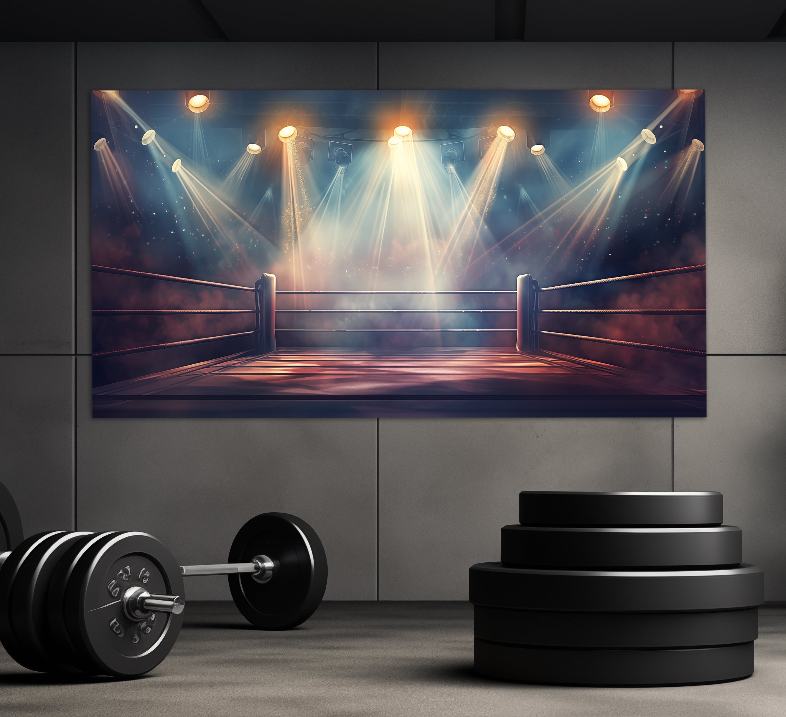 Boxing Ring Canvas Print, Abstract Boxing Painting, Gym Wall Decor, MMA ...