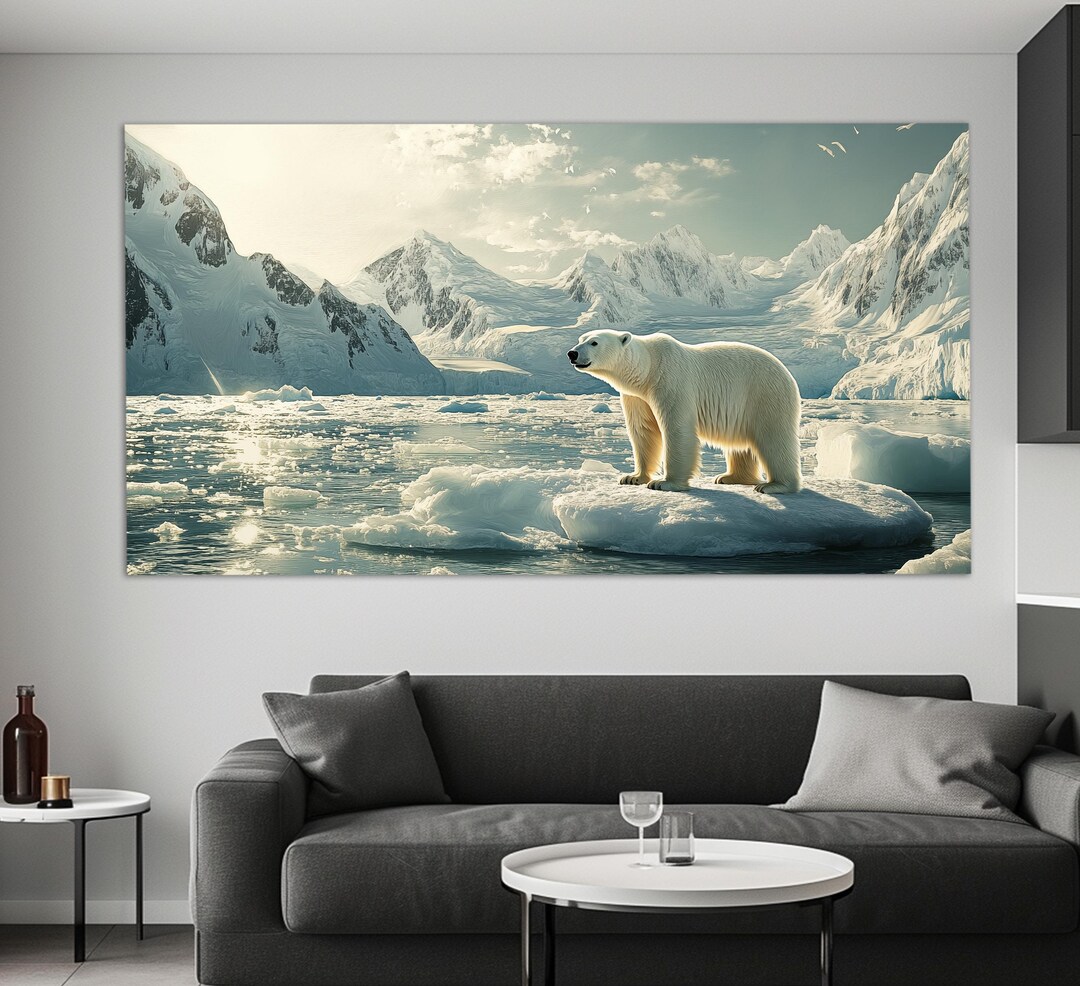Polar Bear Canvas Print, Northern Wall Art, Polar Bear Painting ...