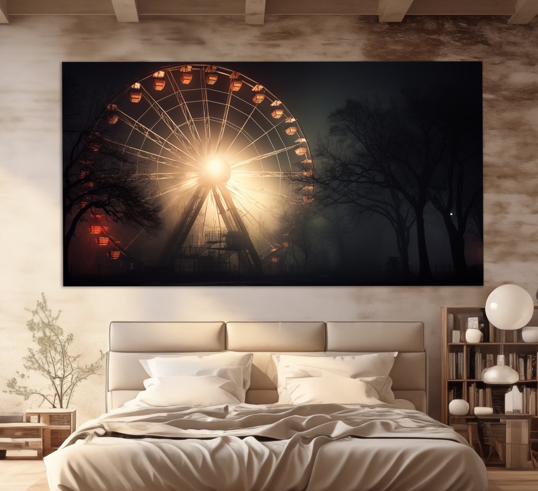 Abstract Ferris Wheel in the Night Park Canvas Print, Abstract ...