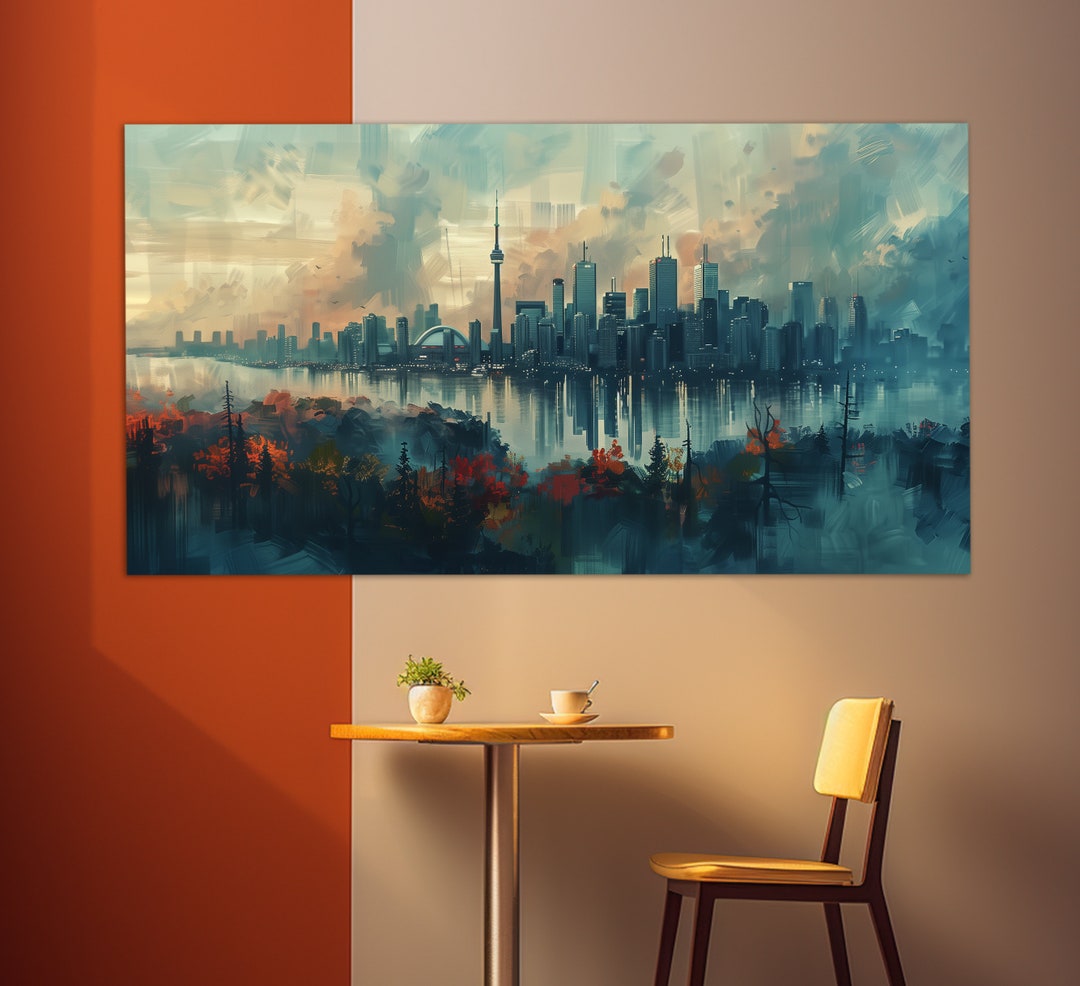Mystical Toronto Canvas Print in a Vintage Oil Painting Style, Canadian ...