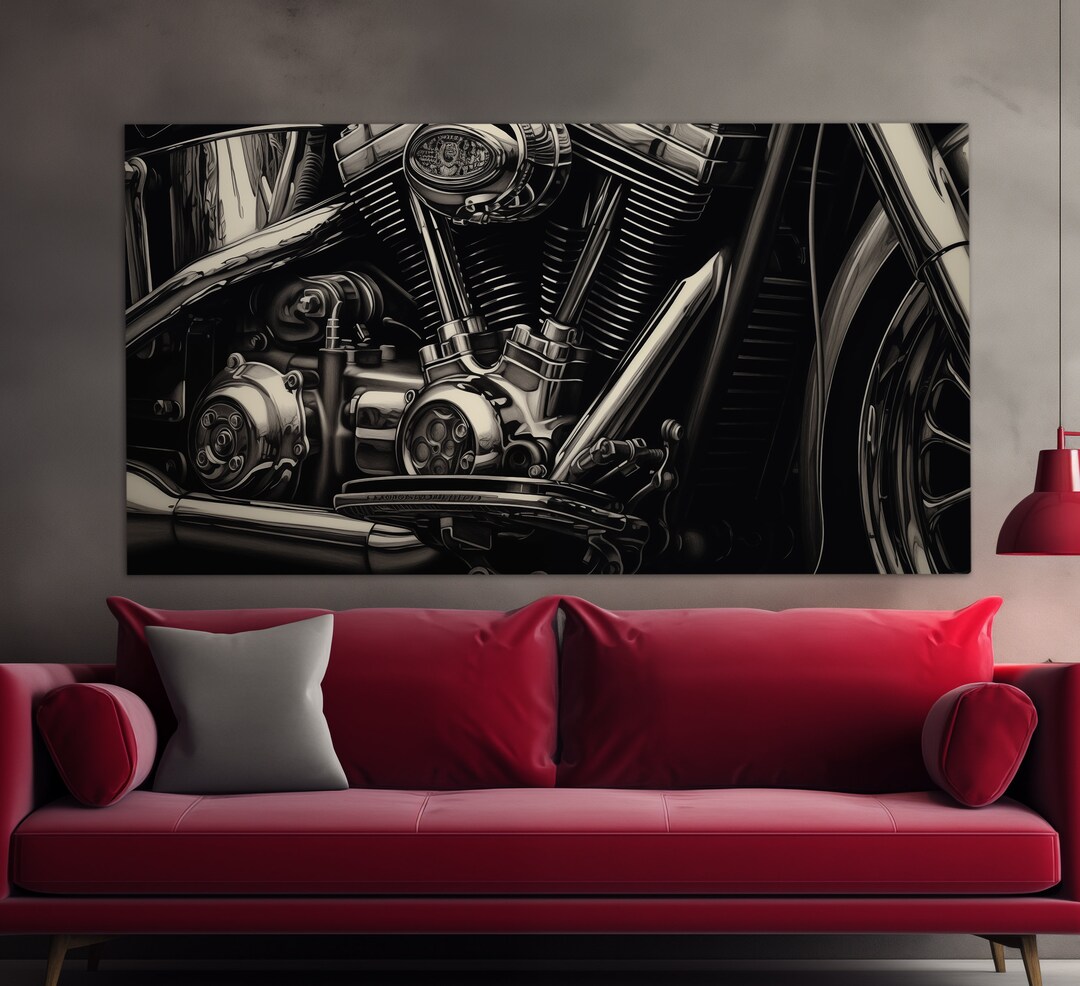 Abstract Motorcycle Close up Canvas Print, Bikes Wall Art, Motorcycle ...
